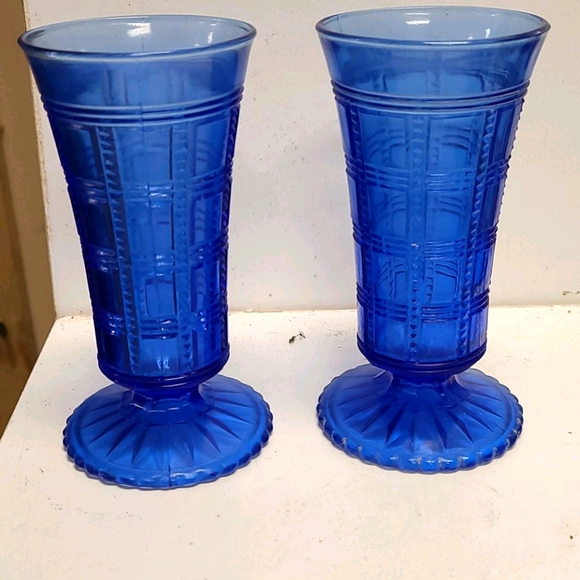 Vintage | Accents | Vintg Imperial Glass Beaded Block Cobalt Blue Stem ...